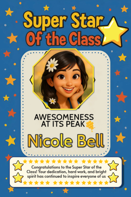 Blue Joyful Super Star Of The Class Poster Template | PosterMyWall