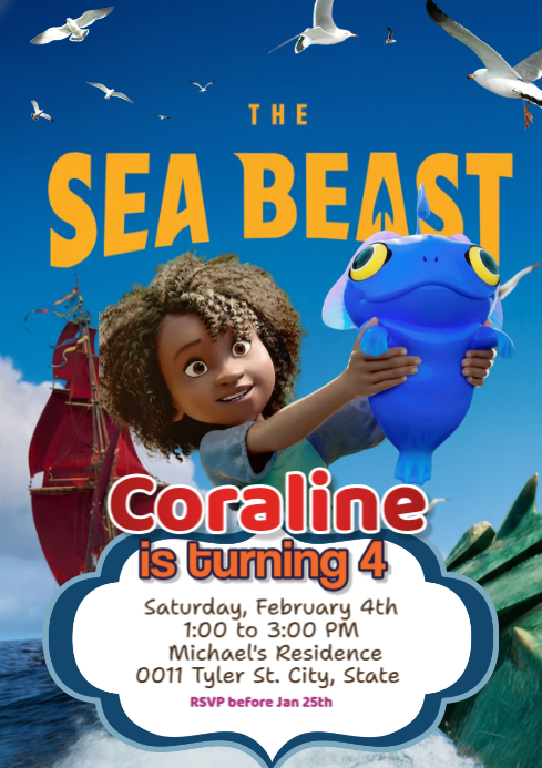 Blue Joyful The Sea Beast A4 Template | PosterMyWall