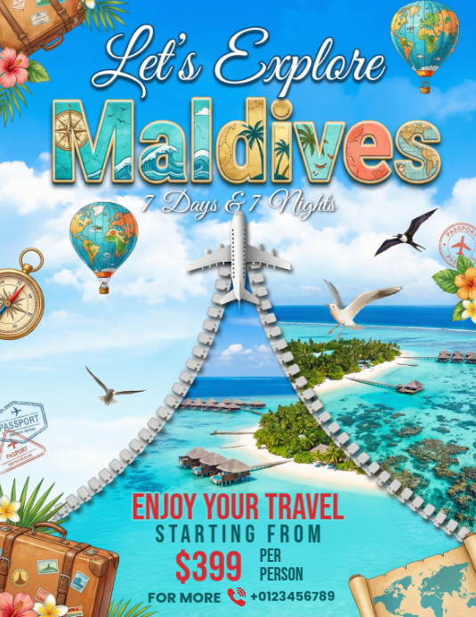 Blue Joyful Travel Promotion Flyer Template | PosterMyWall