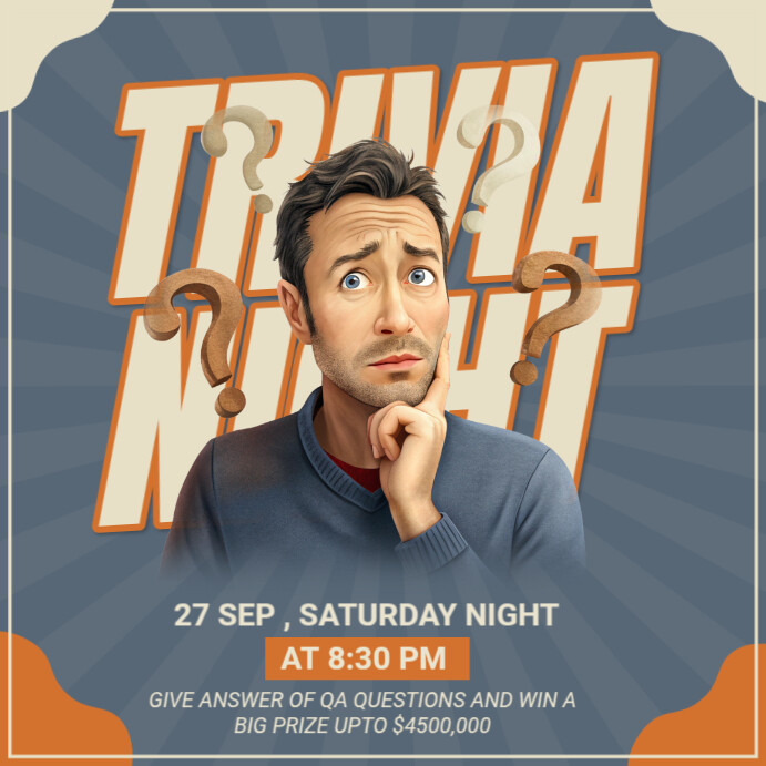 Blue Joyful Trivia Night Instagram Post Template | PosterMyWall