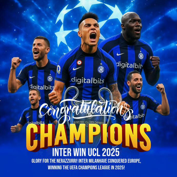 Plantilla de Blue Joyful Uefa Champions League 2025 Winner Instagram ...