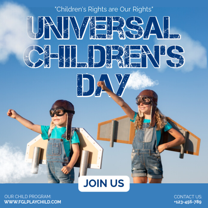 Blue Joyful Universal Childrens Day Instagram Post Template | PosterMyWall