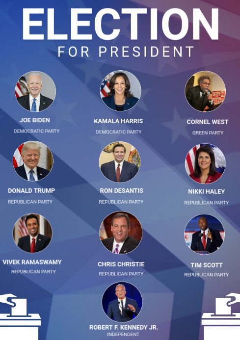 Blue Joyful Us Election 2024 A4 Template | PosterMyWall