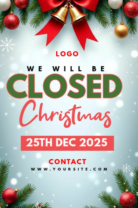 Blue Joyful We Will Closed Christmas Poster Template | PosterMyWall