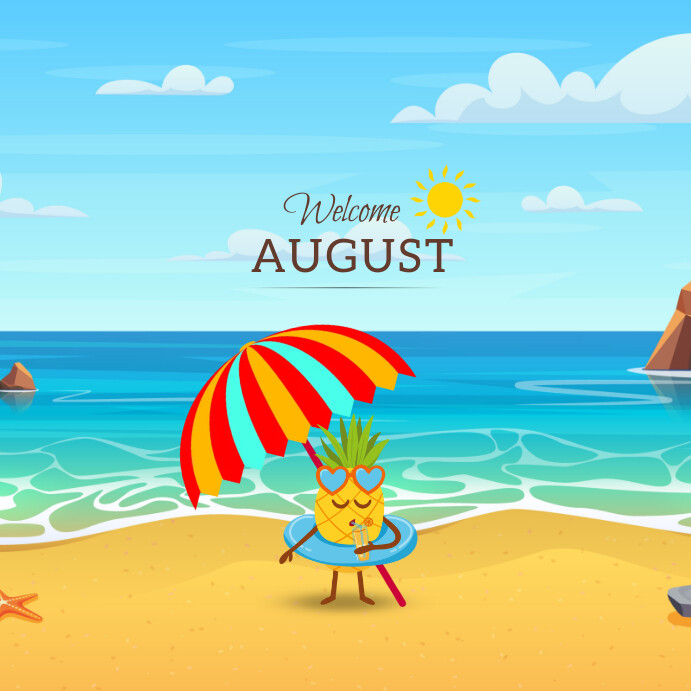 Blue Joyful Welcome August Instagram Post Template | PosterMyWall