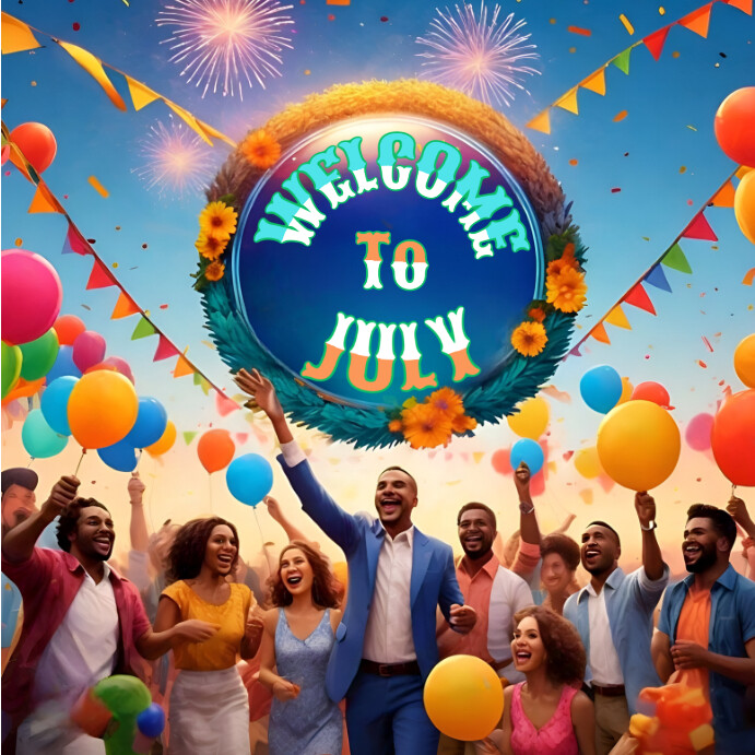 Modèle Blue Joyful Welcome To July Instagram Post | PosterMyWall