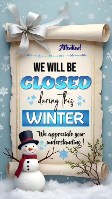 Blue Joyful Winter Closure Announcement Instagram Story Template ...