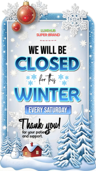 Blue Joyful Winter Closure Notice | Business Closed Announcement ...