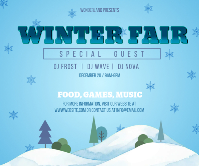 Blue Joyful Winter Fair Event Large Rectangle Template | PosterMyWall