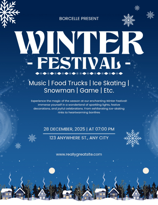 Blue Joyful Winter Festival Flyer (us Letter) Template | PosterMyWall