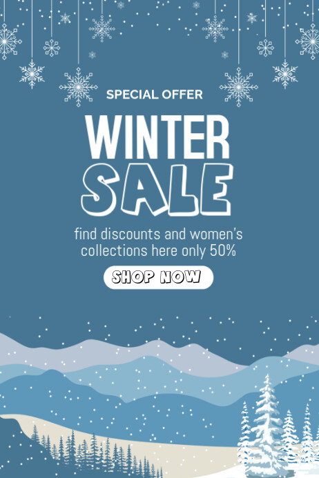 Blue Joyful Winter Sale Poster Template | PosterMyWall