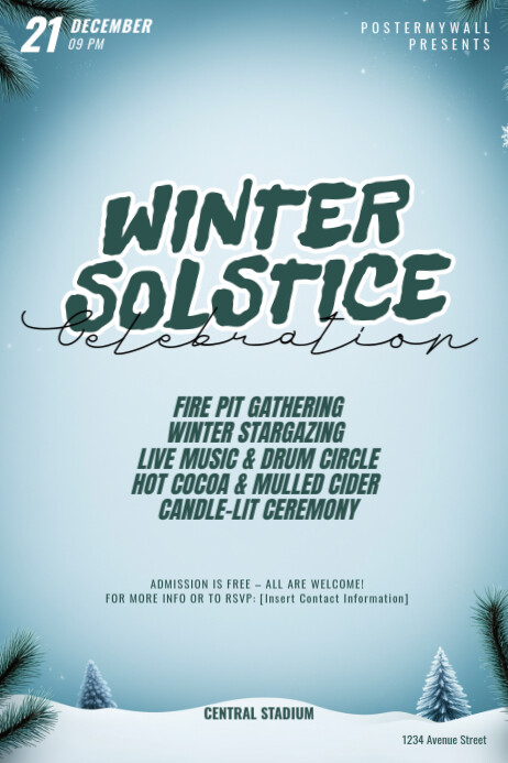 Copy of Blue Joyful Winter Solstice Celebration Poster | PosterMyWall