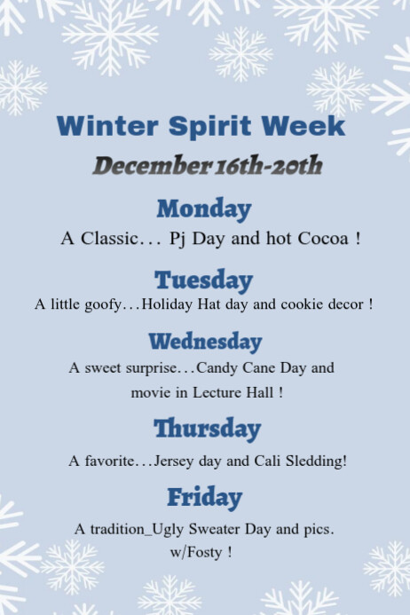 Blue Joyful Winter Spirit Week Poster Template | PosterMyWall