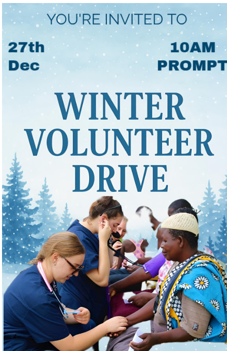 Blue Joyful Winter Volunteer Drive Tabloid Template | PosterMyWall