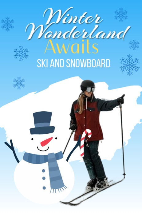 Blue Joyful Winter Wonderland Awaits Poster Template | PosterMyWall