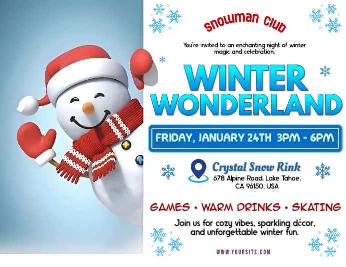 Blue Joyful Winter Wonderland Event Flyer (us Letter) Template ...