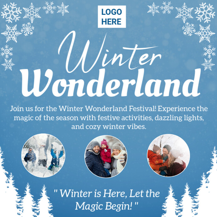 Blue Joyful Winter Wonderland Instagram Post Template | PosterMyWall