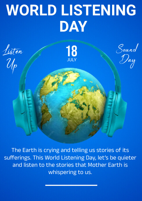 Blue Joyful World Listening Day A4 Template | PosterMyWall