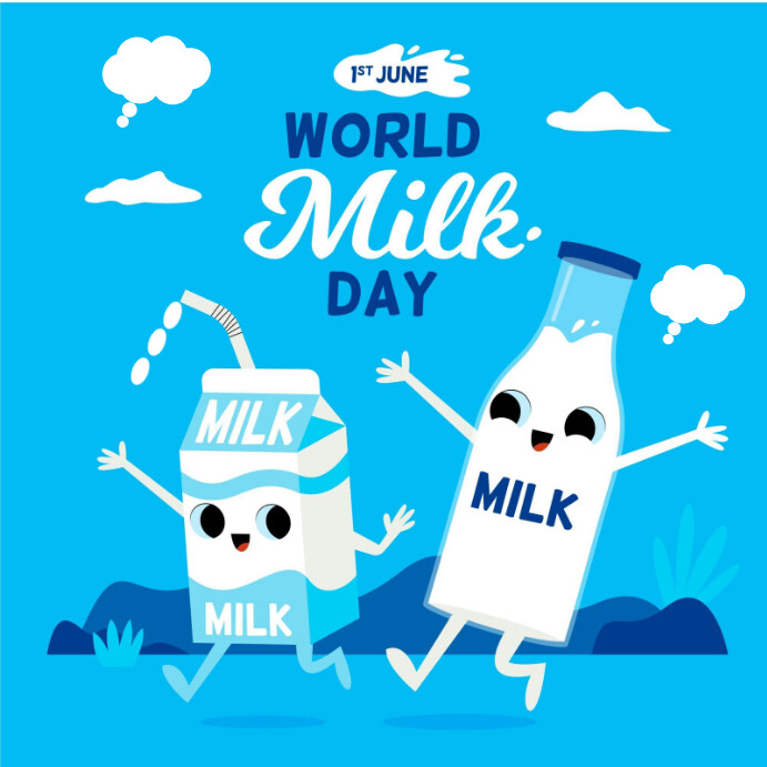 Copy of Blue Joyful World Milk Day Instagram Post | PosterMyWall