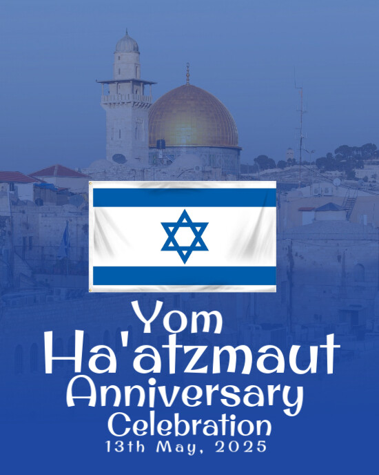 Blue Joyful Yom Ha'atzmaut Instagram Portrait Template | PosterMyWall