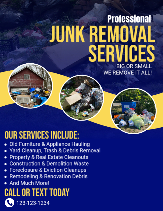 Blue Junk Removal Services Flyer Template | PosterMyWall