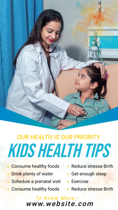 Blue Kids Health Tips Whatsapp Status Template | PosterMyWall