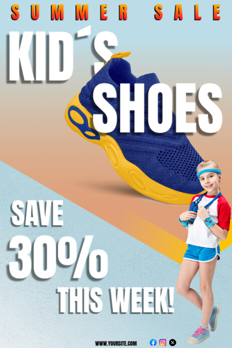 Copy of Blue Kids Shoe Sale Poster Ad Poster | PosterMyWall