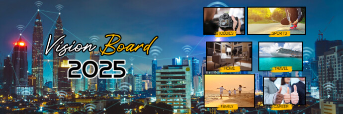 Plantilla de Blue Kolase Vision Board Tajuk Twitter | PosterMyWall