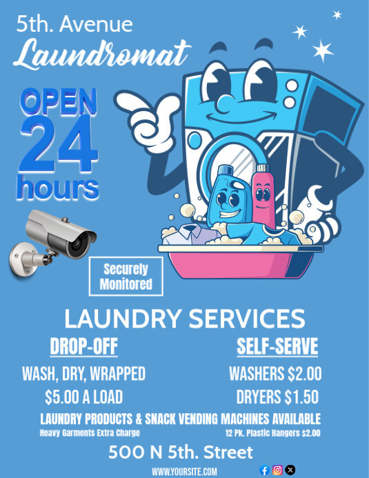 Copy of Blue Laundromat Ad Flyer Flyer (us Letter) | PosterMyWall