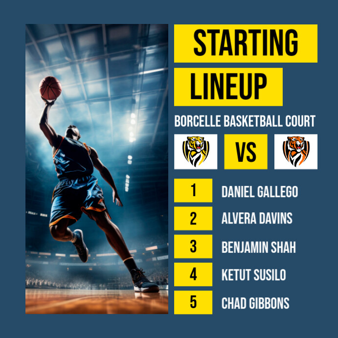 Blue List-based Basketball Starting Line Up Instagram Post Template ...
