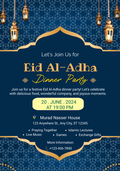 Blue List-based Eid Al-adha A4 Templat | PosterMyWall