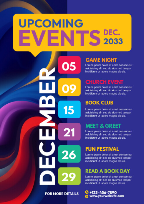 Blue List-based Event Schedule Template A4 | PosterMyWall