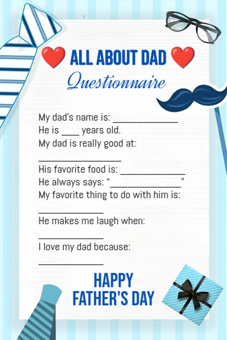 Blue List-based Father's Day Questionnaire Template Poster | PosterMyWall