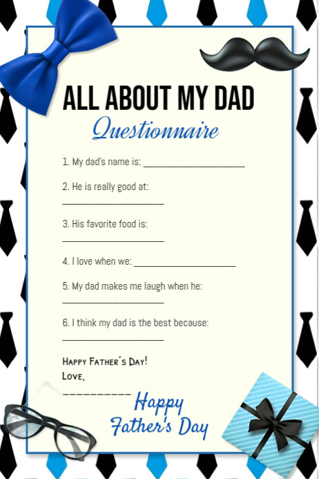 Copia de Blue List-based Father's Day Questionnaire Template Poster ...