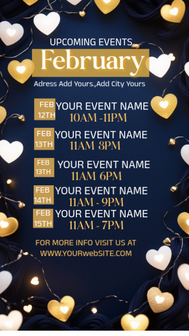 blue List-based February Upcoming Events Instagram Story Template ...