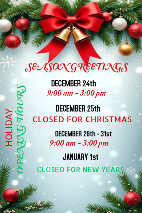 Copy of Blue List-based Holiday Opening Hours Poster | PosterMyWall