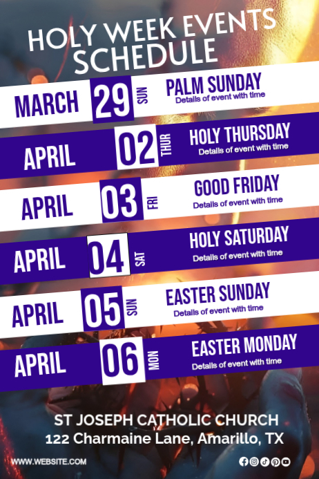 Blue List-based Holy Week Events Poster Template | PosterMyWall