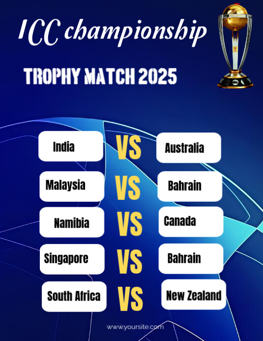 Copy of Blue List-based Icc Champion Match 2025 Poster Flyer (us Letter ...