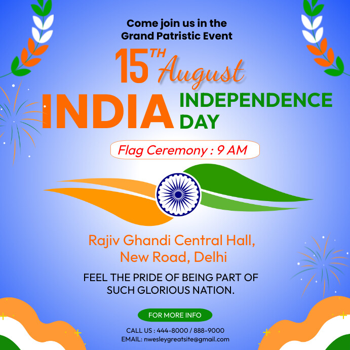 Blue List-based India Independence Day Instag Templat | PosterMyWall