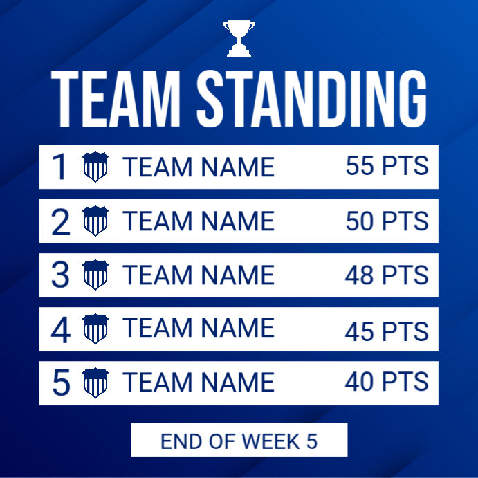 Plantilla de Blue List-based League Standing Instagram Post | PosterMyWall