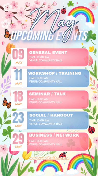 Blue List-based March Upcoming Events Half Page Wide Template ...