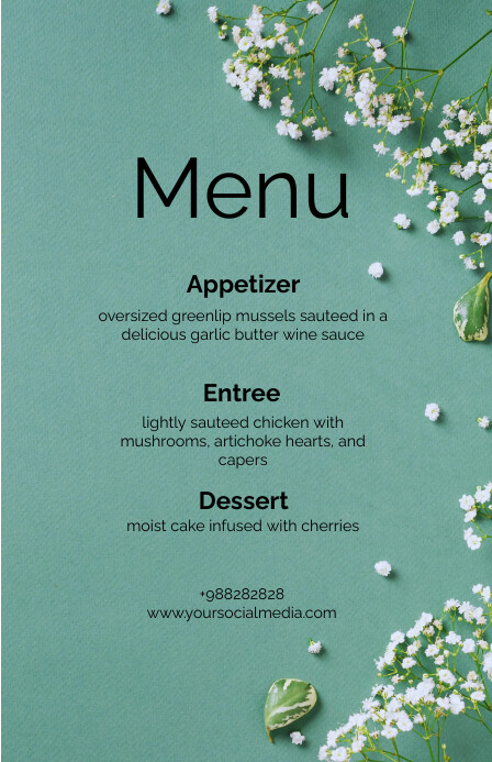 Blue List-based Menu Restaurant Tabloid Template | PosterMyWall