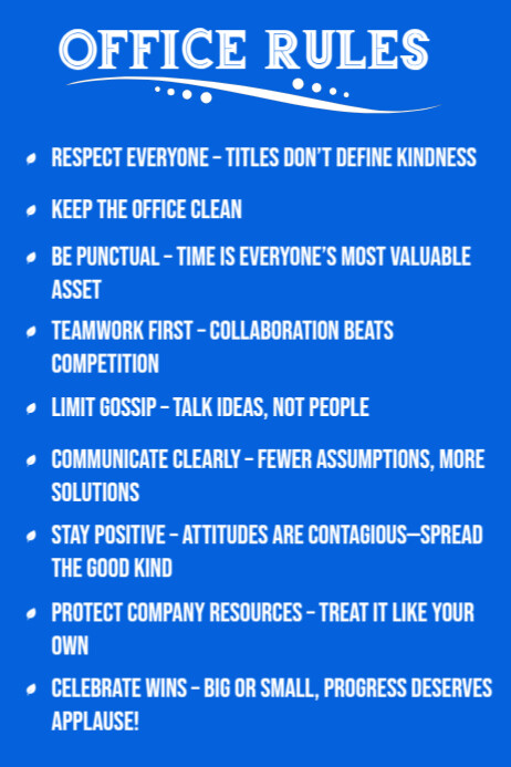 Copy of Blue List-based Office Rules Poster | PosterMyWall