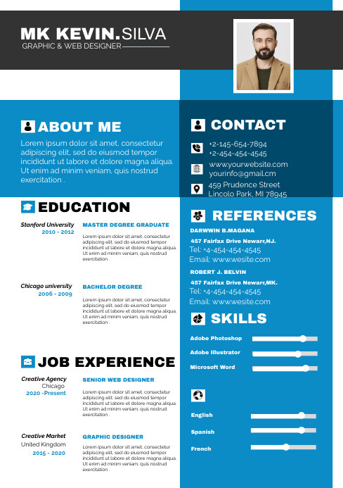 Copy of Blue List-based Resume Cv A5 | PosterMyWall