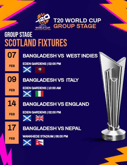 Blue List-based Scotland T20 world cup Schedule Flyer Template ...