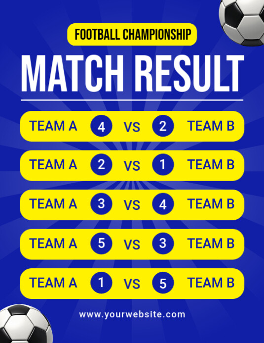 Copy of Blue List-based Soccer Match Result Flyer (us Letter ...