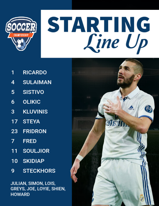Copy of Blue List-based Starting Line Up Flyer (us Letter) | PosterMyWall