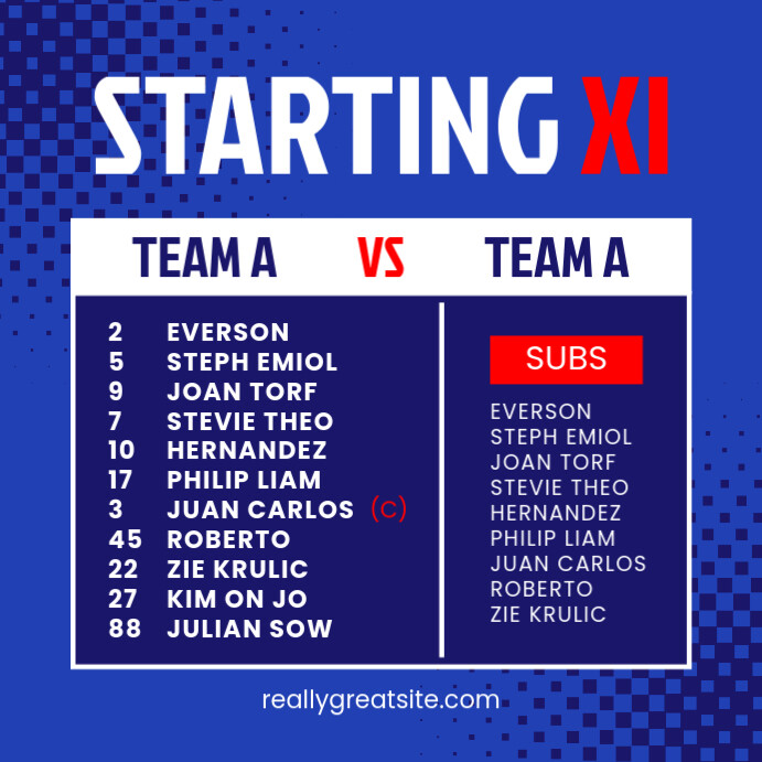Copy of Blue List-based Starting Xi Instagram Post | PosterMyWall