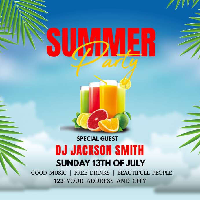 Plantilla de Blue List-based Summer Party Instagram Post | PosterMyWall