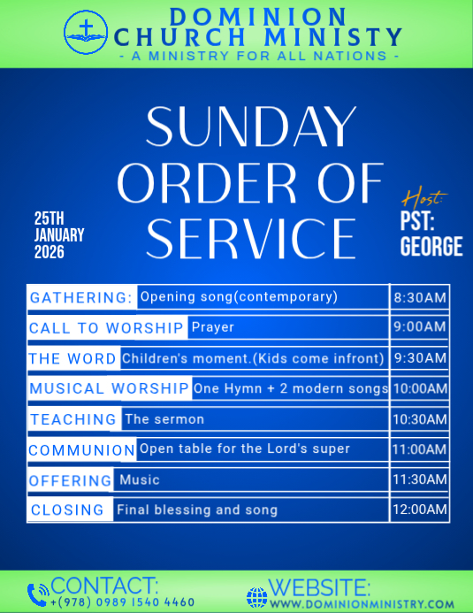 Blue List-based Sunday Order Of Service Flyer (us Letter) Template ...
